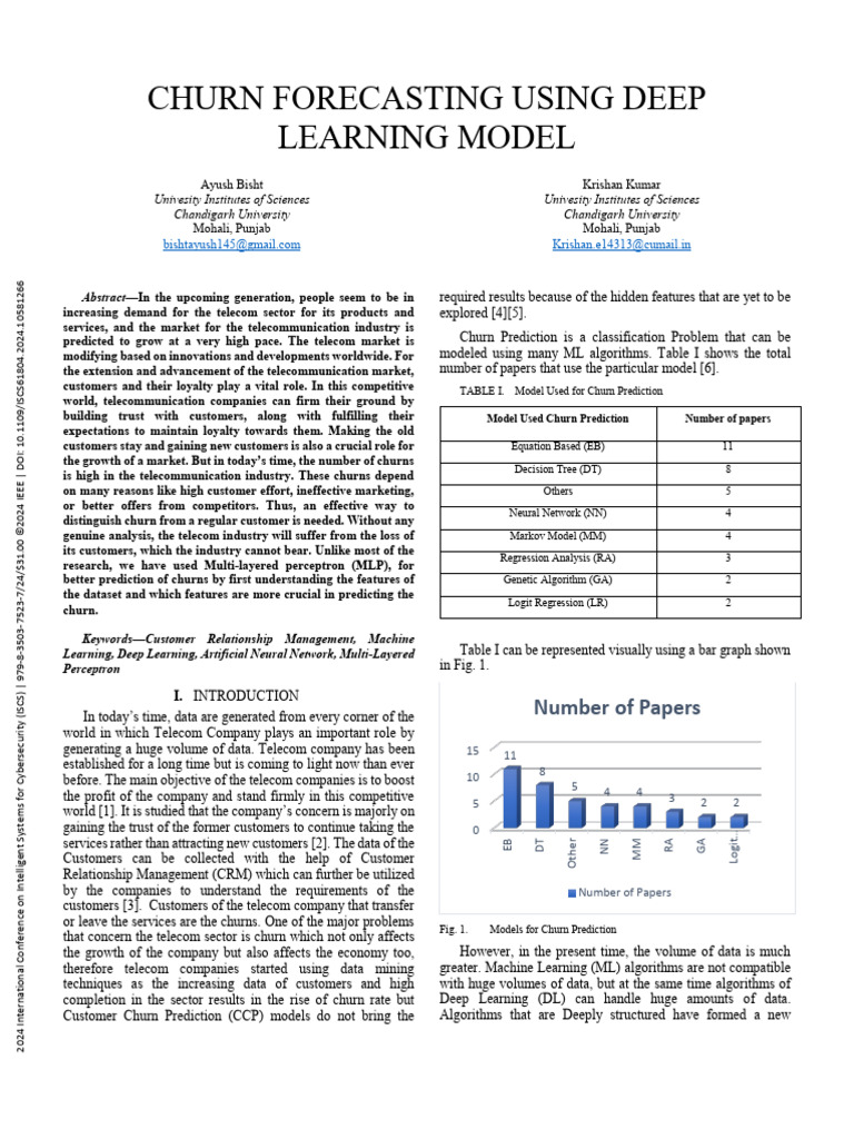 Churn Forecasting Using Deep Ljearning Model | PDF | Machine Learning | Principal Component Analysis