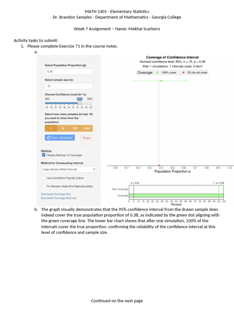 Week 7 Assignment | PDF | Confidence Interval | Statistics