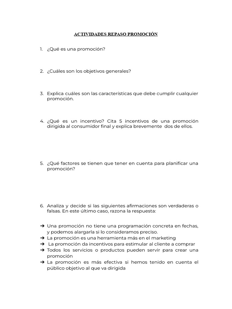 Actividades Repaso Tema 6 | PDF