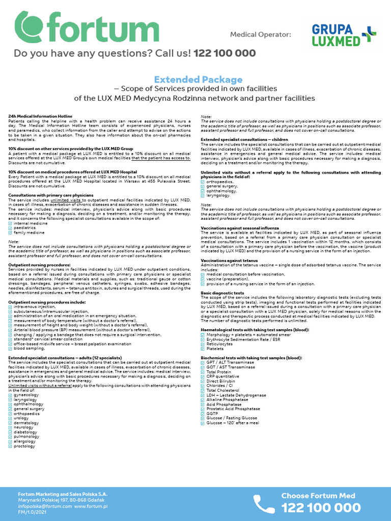 Fortum Med Package Extended | PDF | Primary Care Physician | Surgical ...