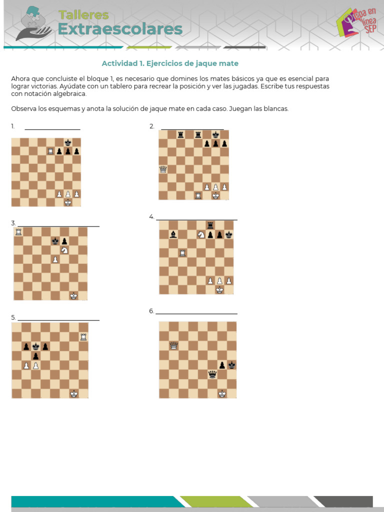 Ejercicios de jaque mate en 3 jugadas | PDF