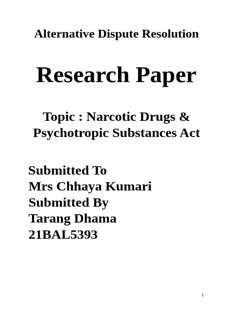 ADR Research Paper Tarang | PDF | Drug Rehabilitation | Drugs