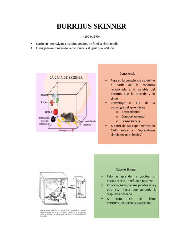 Skinner y el Condicionamiento Operante | PDF | Behaviorismo | Mente