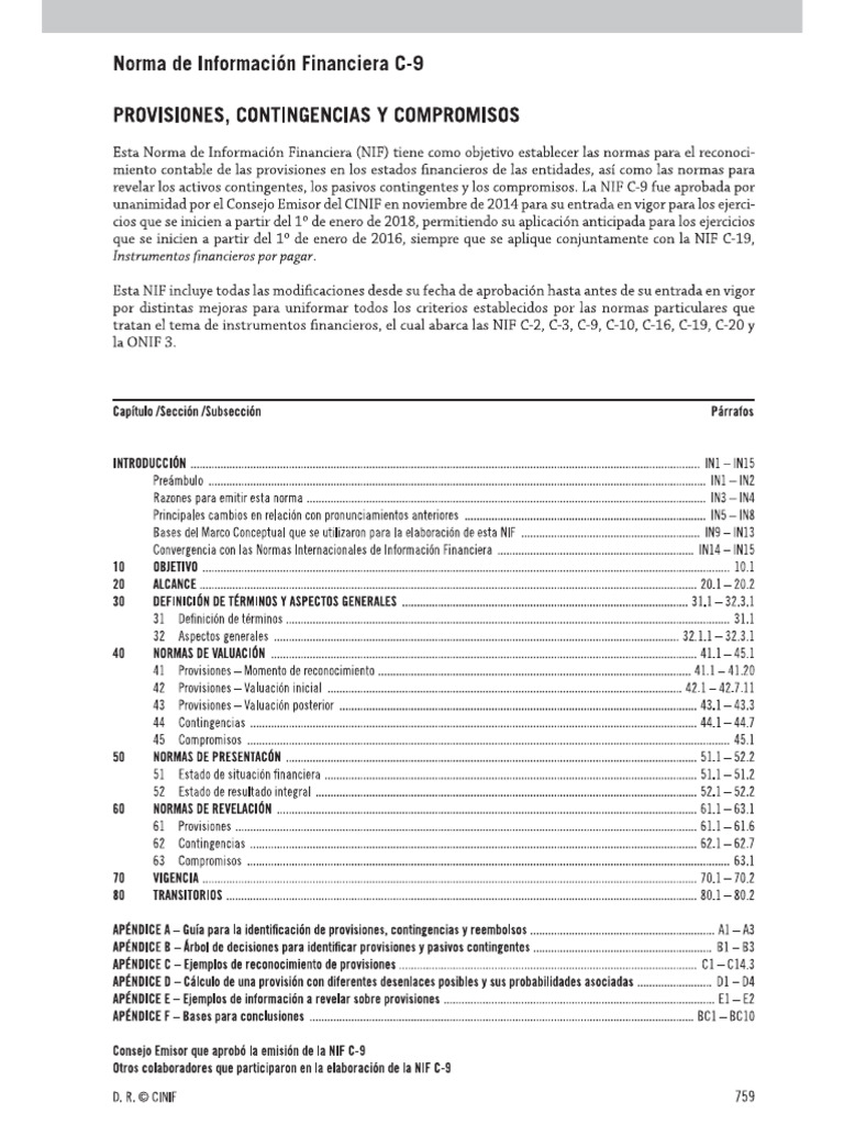 Nif C-9 Provisiones | PDF