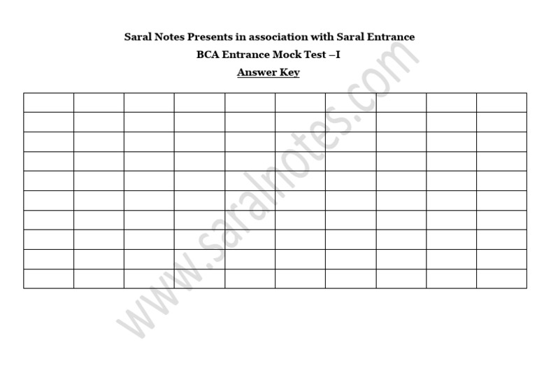 Answer Key BCA Mock Test I | PDF