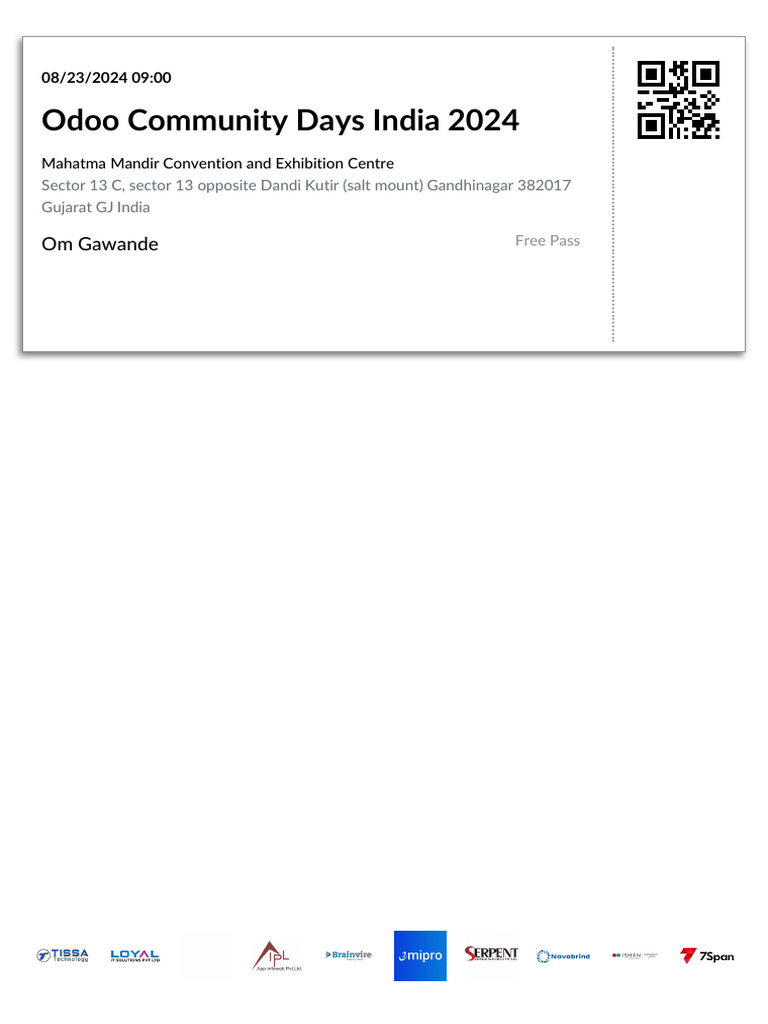 Tickets - Odoo Community Days India 2024 (Aug 23, 2024, 9 - 00 - 00 AM ...