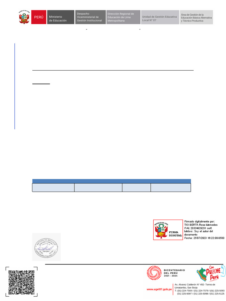 Oficio - Multiple 00178 2023 Minedu Vmgi Drelm Ugel07 Dir Agebatp | PDF