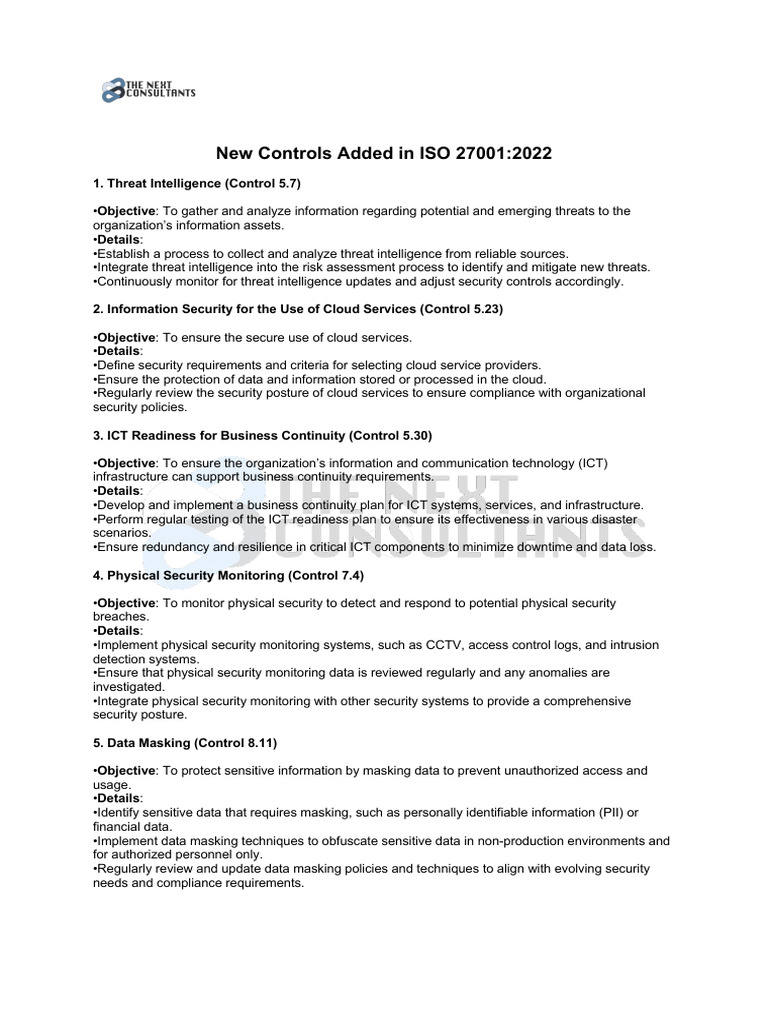 New Controls Added in ISO 27001-2022 | PDF | Security | Computer Security