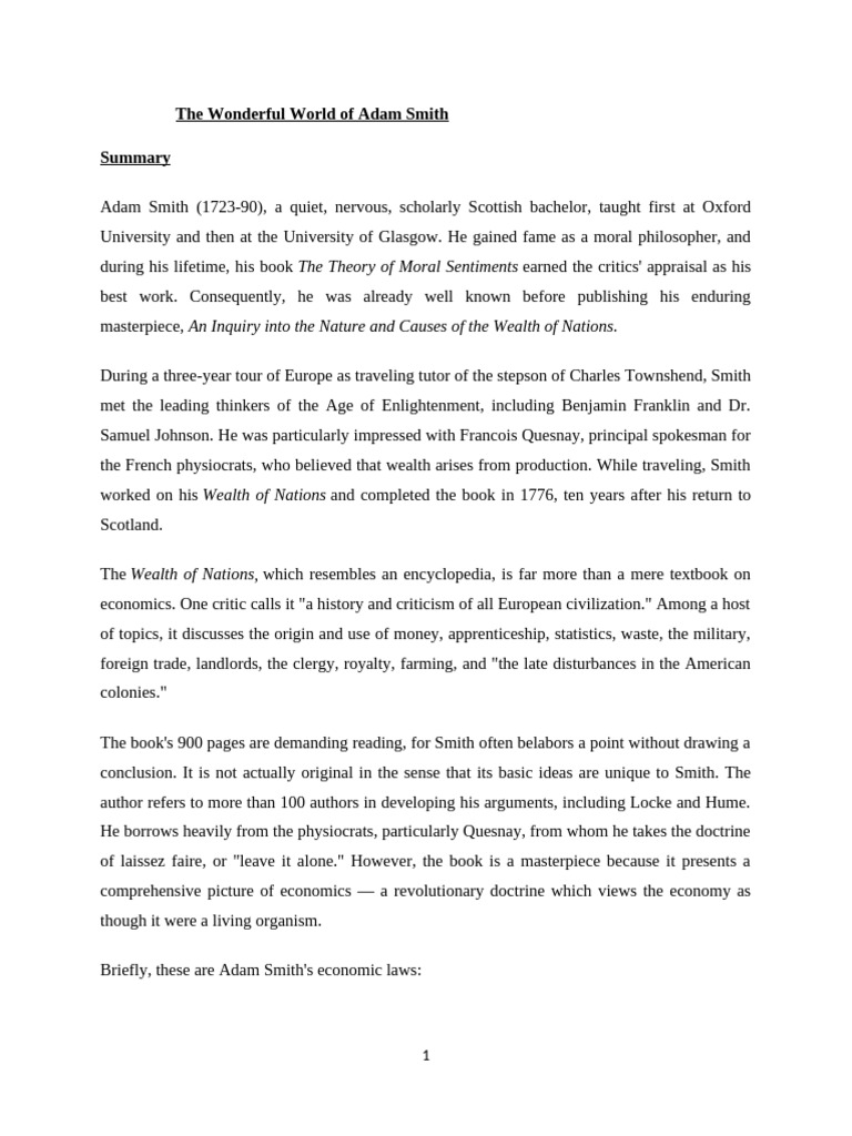 Adam smith perspectives | PDF | Capitalism | Great Depression