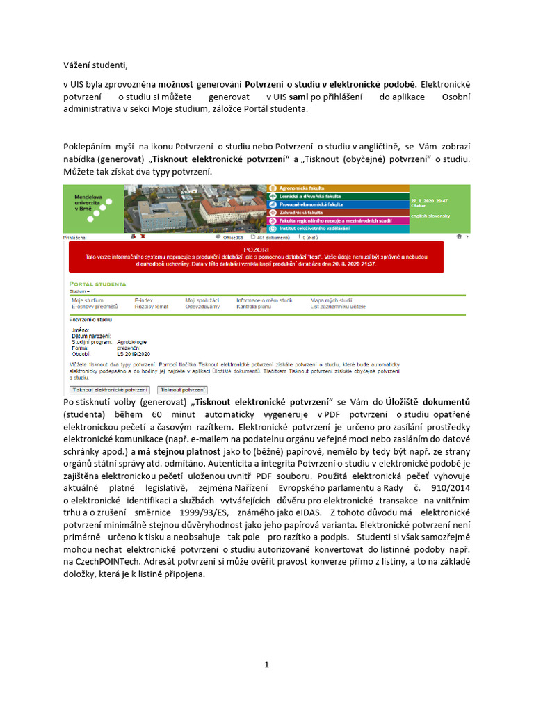 Navod - Potvrzeni o Studiu | PDF