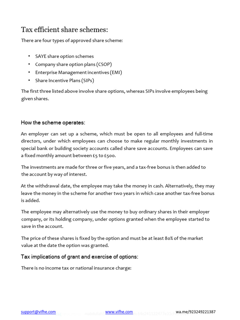 Share Option Scheme ATX Notes by Sir Rameez Arain | PDF | Option ...