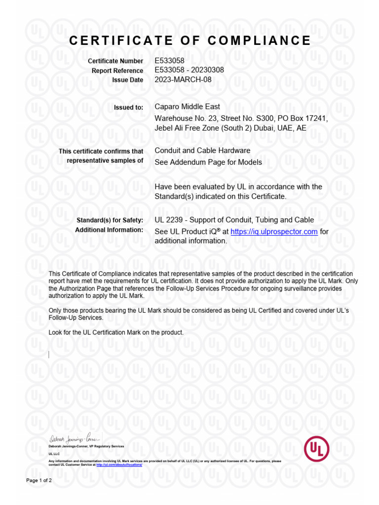 UL Certificate 2-MLCertificateofCompliance-E533058 | PDF | Technology ...