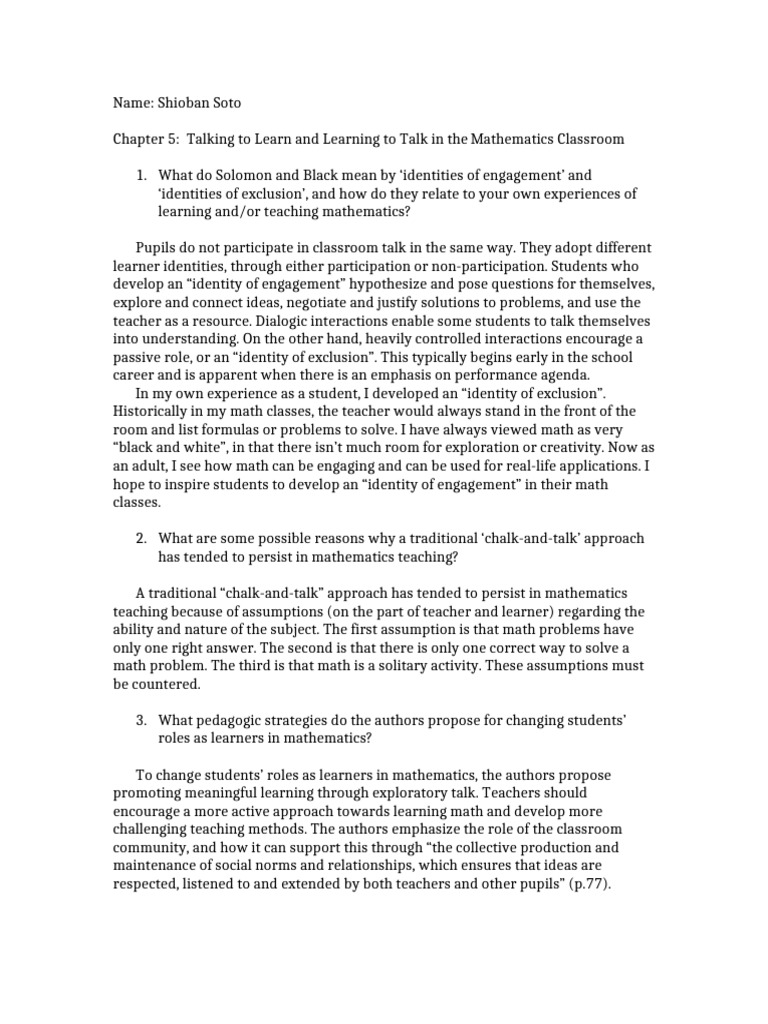 Chapter 5 Discussion Questions | PDF | Learning | Teachers