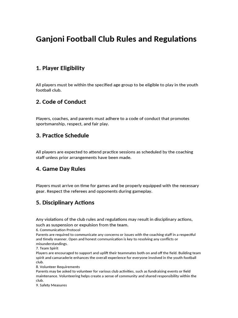 Ganjoni Football Club Rules and Regulations | PDF | Association Football | Disciplines