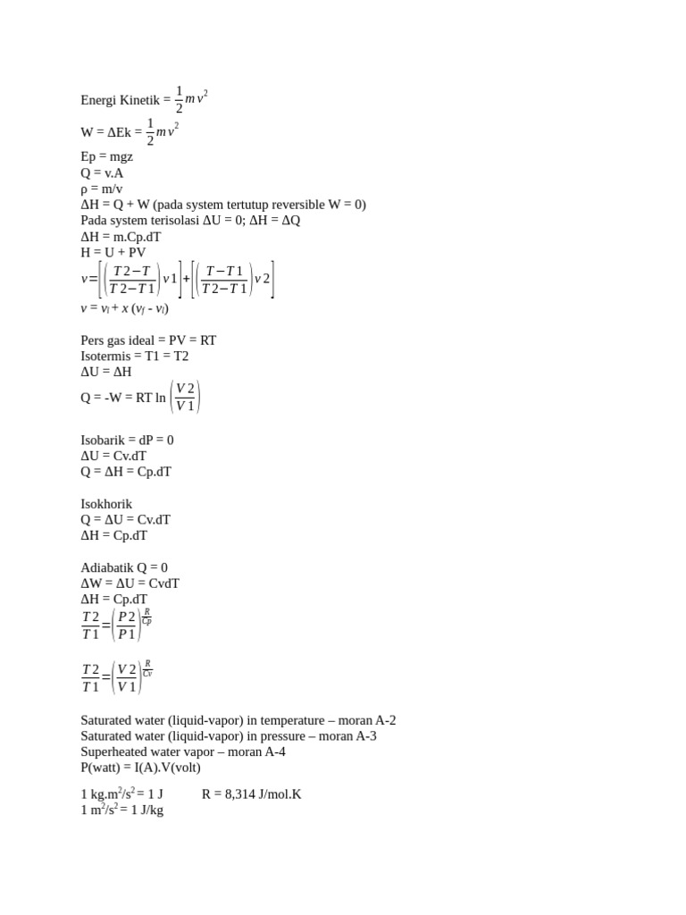 Cheat Sheet Thermo | PDF