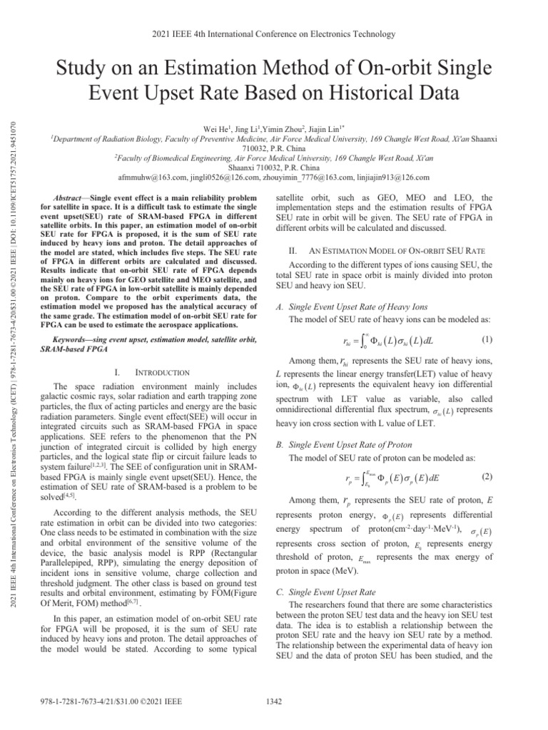 On-Orbit SEU Rate Estimation | PDF | Proton | Physics