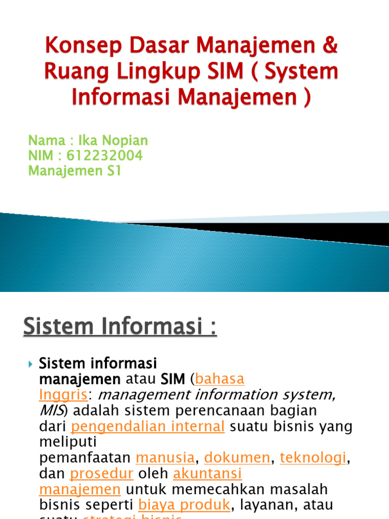 Konsep Dasar & Ruang Lingkup SIM | PDF