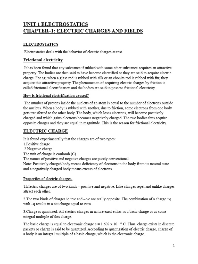 Chapter 1&2 | PDF | Electric Charge | Electric Field