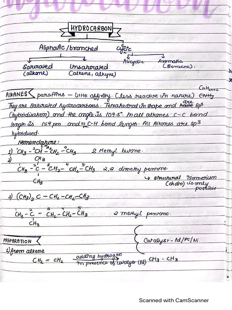 Hydrocarbons Lecture Notes | PDF