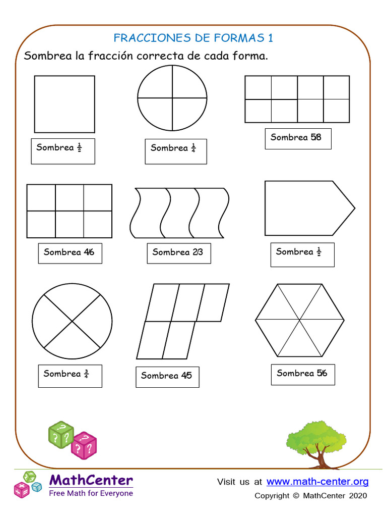 Fractions of Shapes 1 Questions | PDF