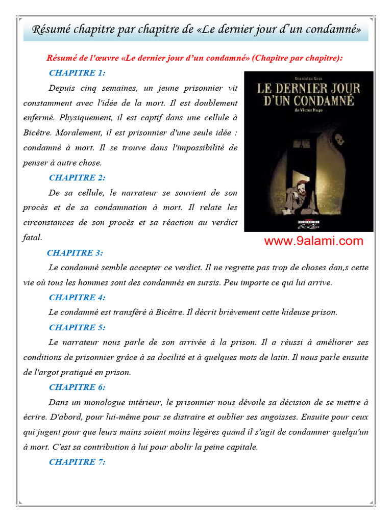 Le Dernier Jour D'un Condamné Résumé Chapitre Par Chapitre de L'œuvre | PDF | Prison | Peine ...