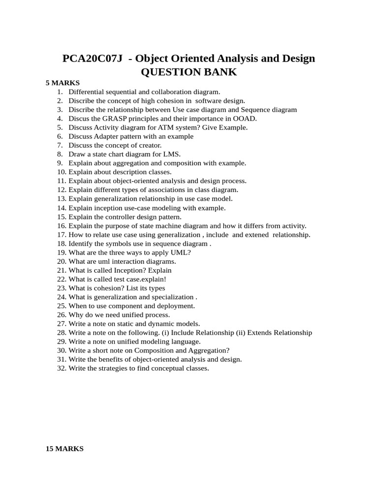 Object-Oriented Analysis & Design Q&A | PDF | Use Case | Unified ...