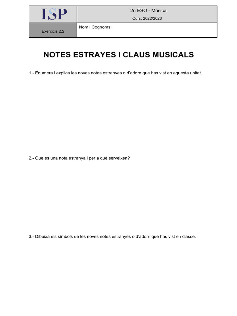 Exercicis Unitat Didàctica 2.2 - 2n ESO | PDF