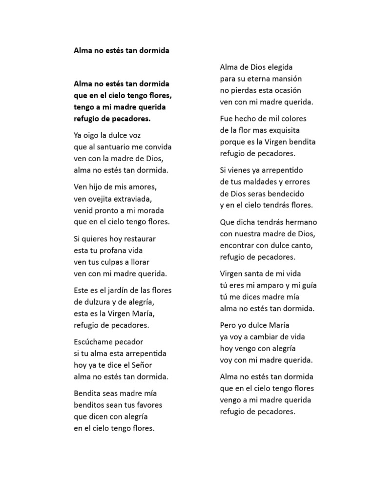 Alma No Estés Tan Dormida | PDF