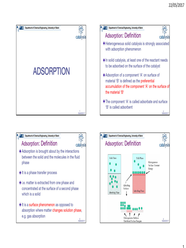 CHE 562 Note Set 4 | PDF | Adsorption | Chemistry