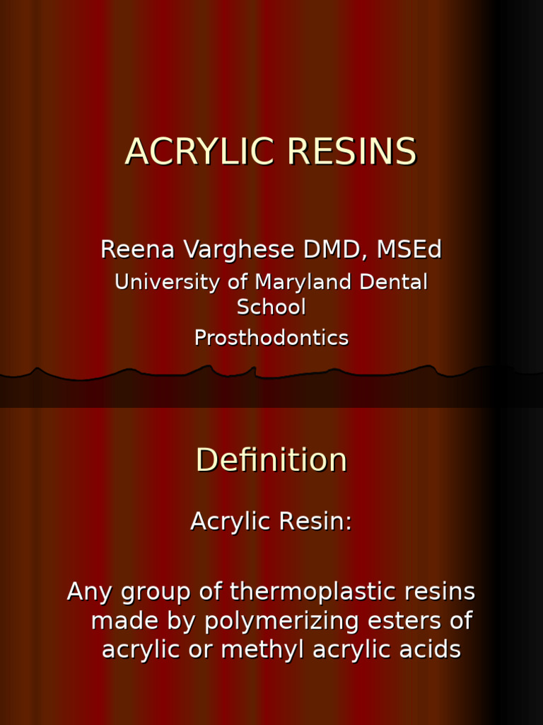 Acrylic Resins | PDF | Strength Of Materials | Poly(Methyl Methacrylate)