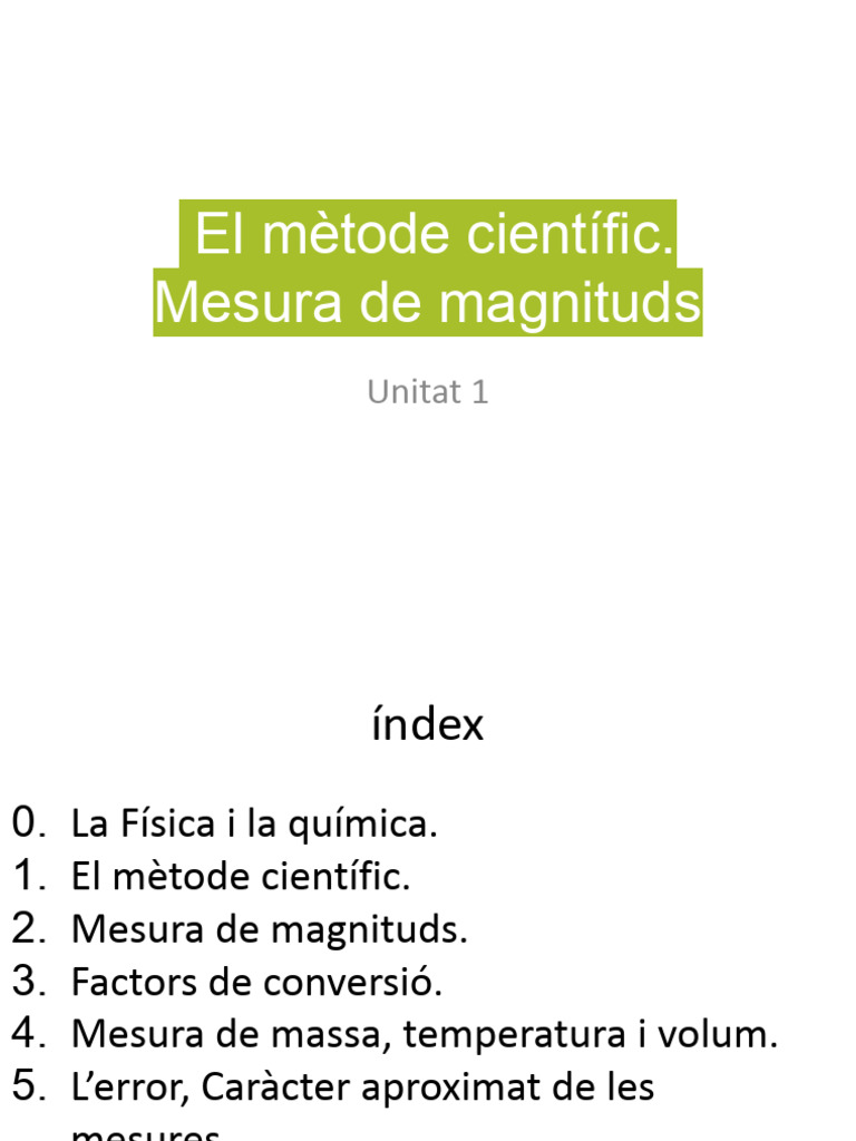 Unitat 1 Introducció Al Mètode Científic | PDF