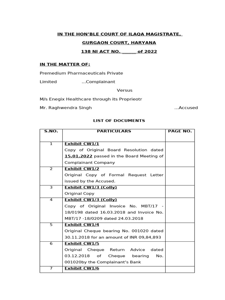 CW1 Case: Premedium vs Enegix | PDF | Cheque