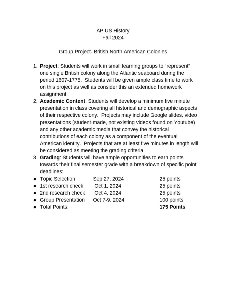 APUSH Colony Project | PDF | Art