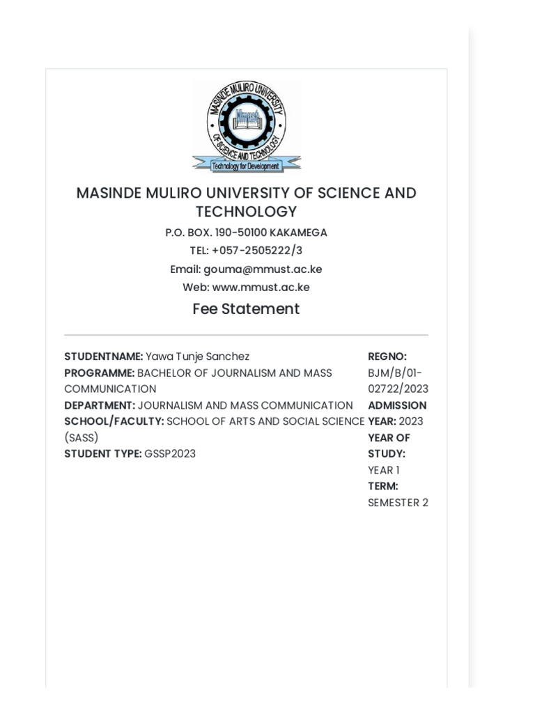 Masinde Muliro University of Science and Technology | PDF
