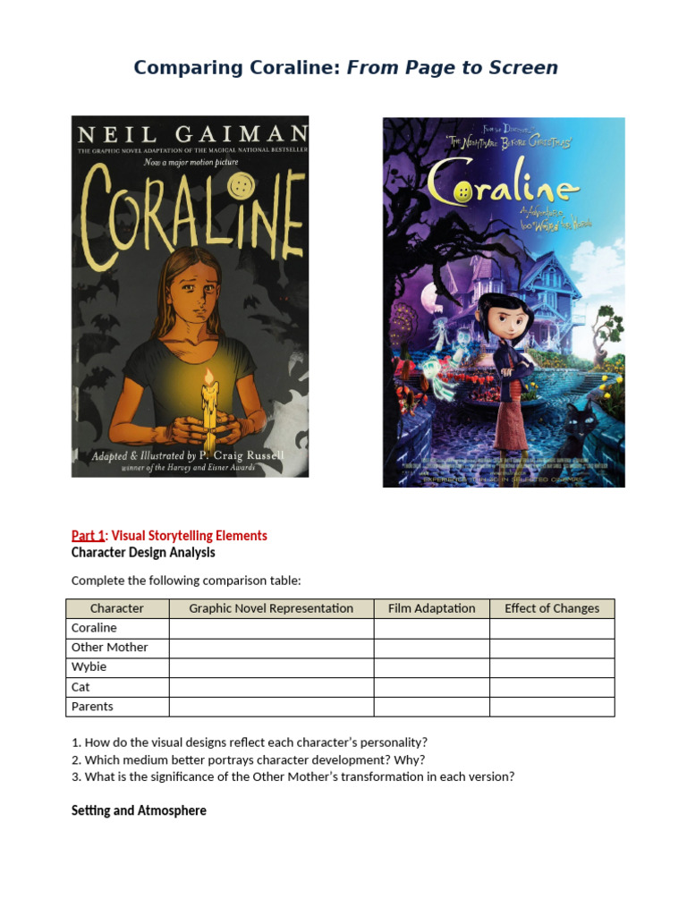 Coraline: Book vs. Film Analysis | PDF | Narrative