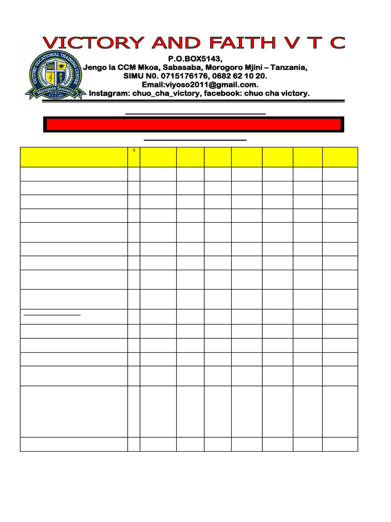 Fomu Chuo Cha Victory 2... | PDF | Home & Garden | Lifestyle