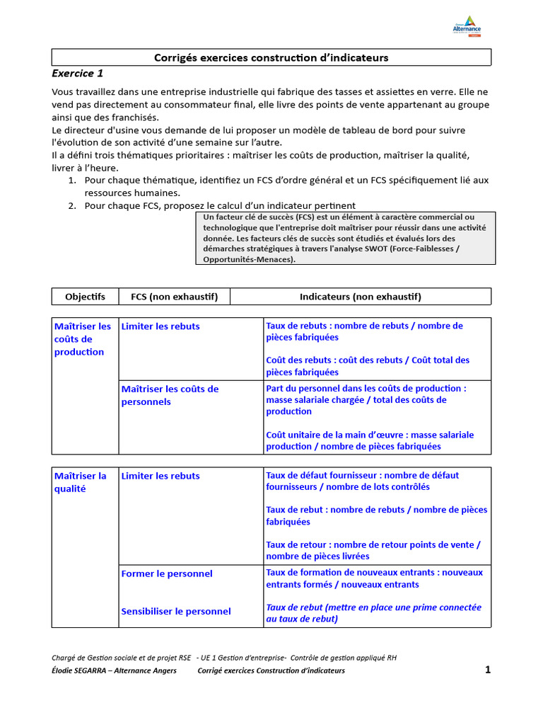 Construction d'indicateurs de performance | PDF | Gestion des ...
