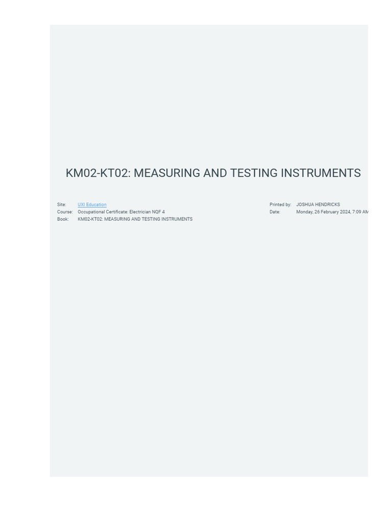 KM02: Electrical Measuring Instruments | PDF | Electrical Resistance ...