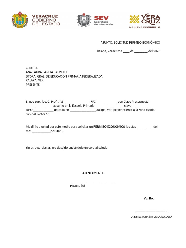 Solicitud Permiso Económico | PDF