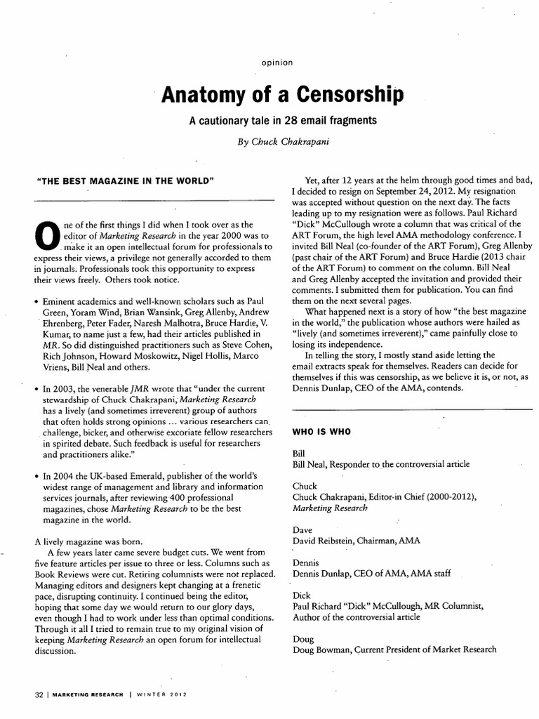 Anatomy of A Censorship. | PDF