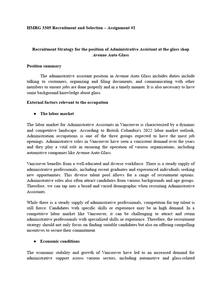 Assignment 2 - Recruitment and Selection | PDF | Recruitment | Employment
