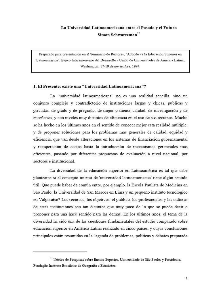 SCHWARTZMAN - Simon.Universidades Latinoamericanas | PDF | America latina | Estratificación social