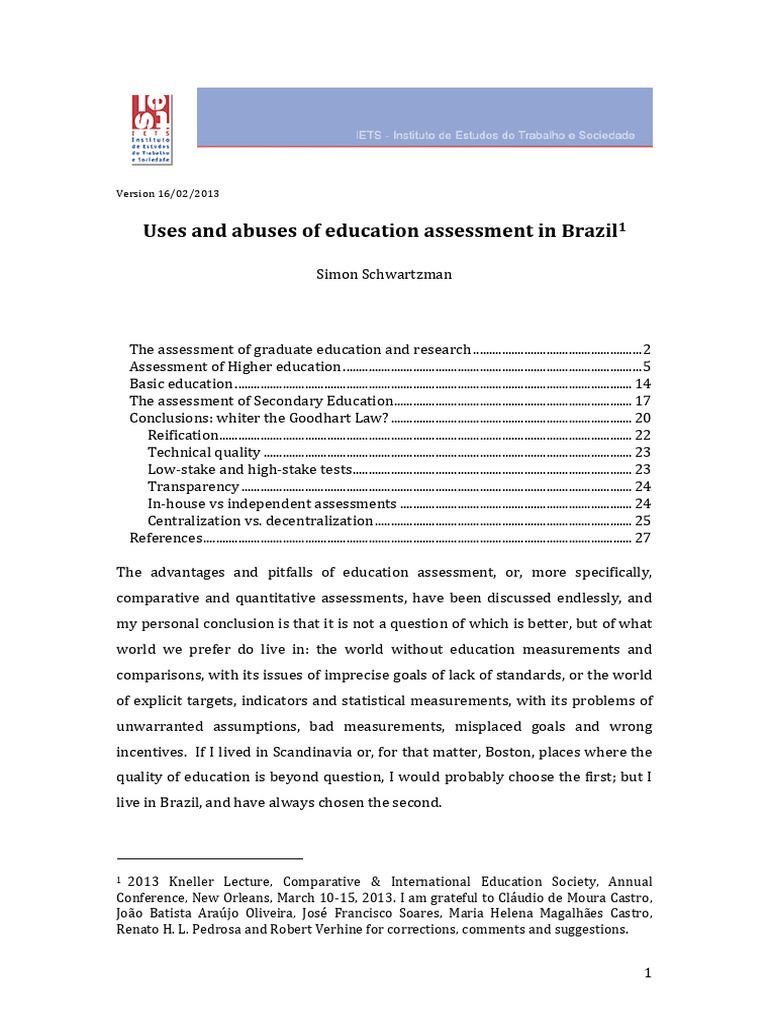 SCHWARTZMAN - Simon.Education Assessment BR | PDF | Science | University