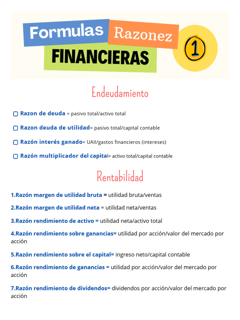 Formulas Razones Financieras | PDF