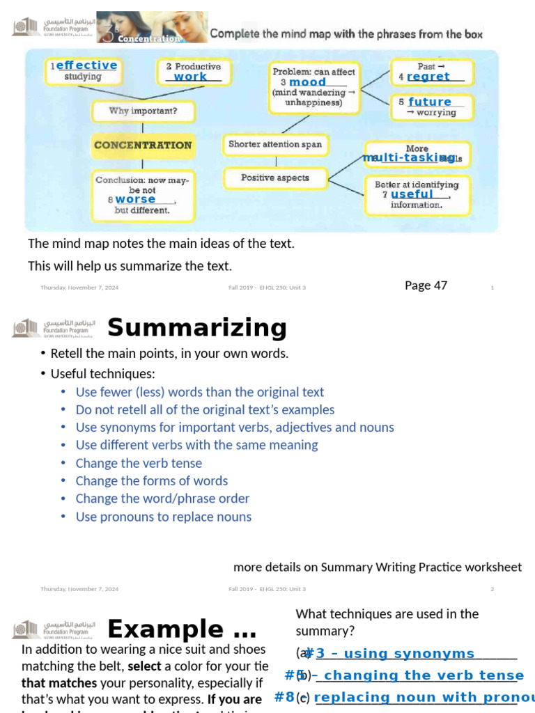 Summarizing | PDF | Pronoun | Verb