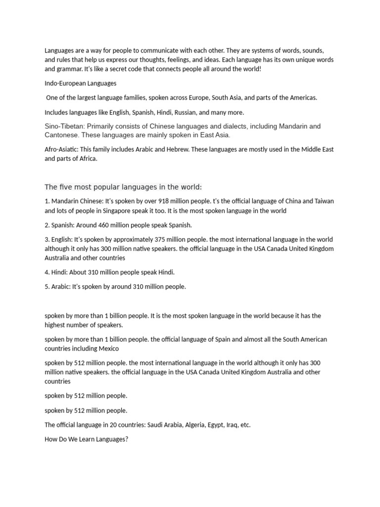 Languages Are A Way For People To Communicate With Each Other | PDF ...