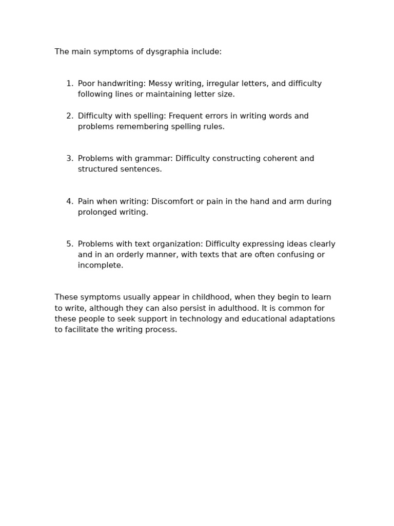 Dysgraphia | PDF