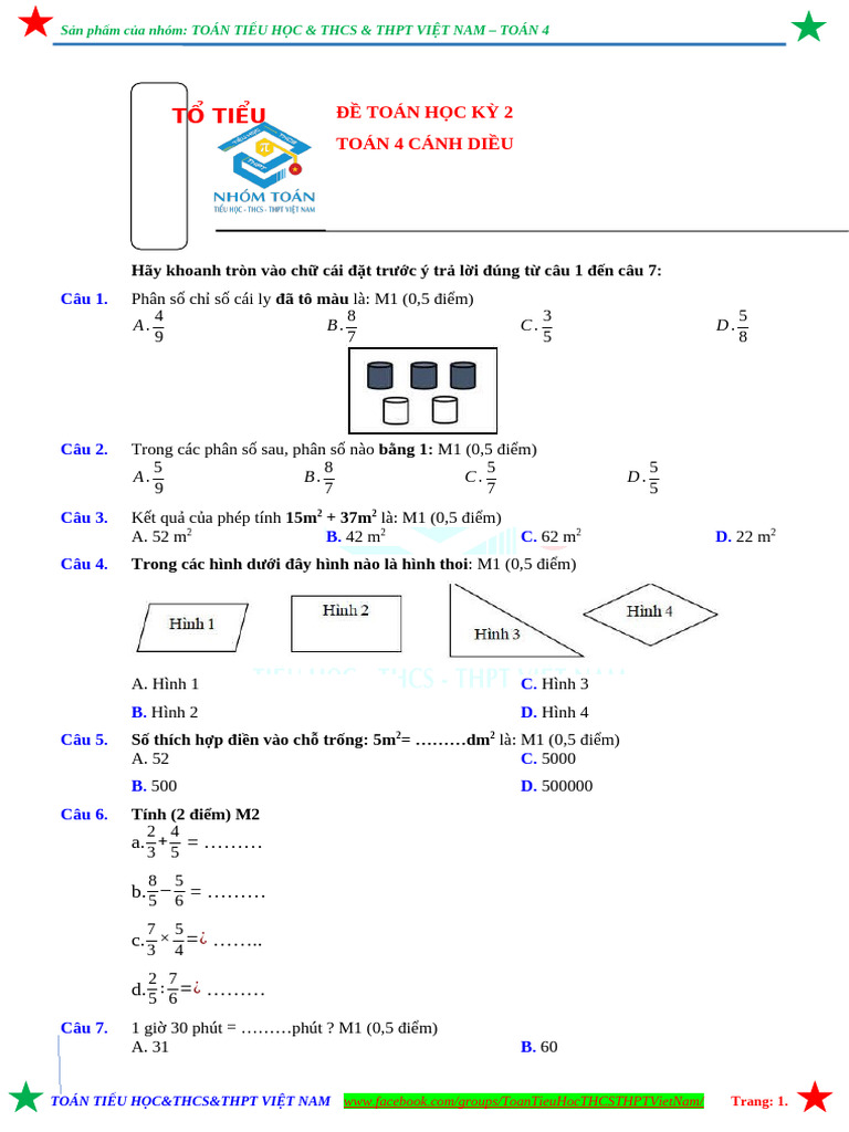 T4 HK2 ĐỀ SỐ 3 CD NV18 TỔ TIỂU HỌC 123 2024 ok | PDF