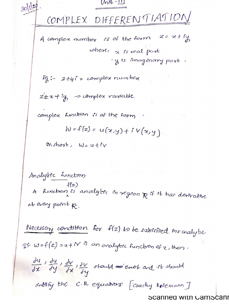 Complex Differentiation | PDF