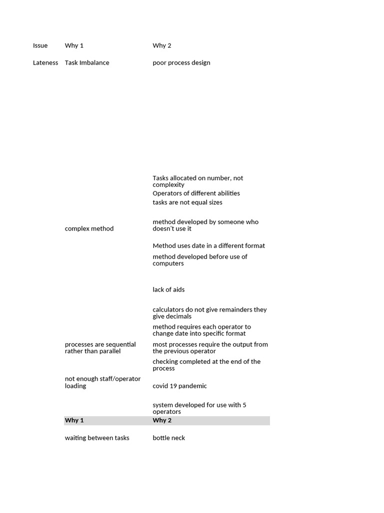 LSS Green Belt - Copy of 5 Whys Excel Sheet | PDF | Computing